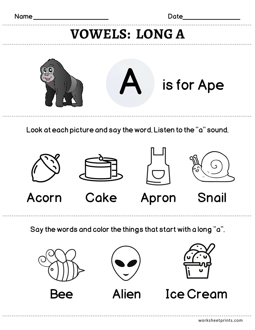 Beginning Vowels Worksheets | Preschool & Kindergarten Worksheets