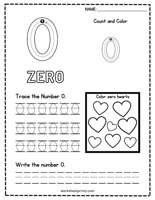 Printable Number 0 Practice Worksheet | WorksheetPrints