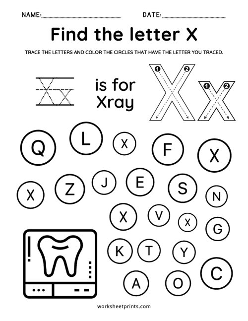 Printable Find the Letter X Worksheet | WorksheetPrints