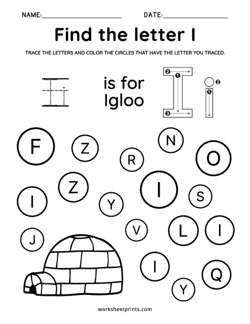 Printable Find the Letter I Worksheet | WorksheetPrints