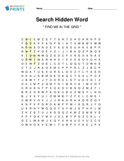 Hidden Word Search Puzzle Generator