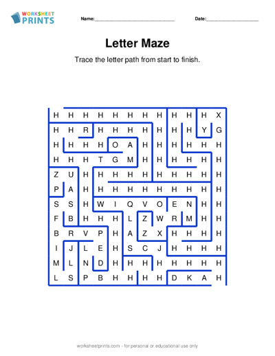 Letter Maze Generator | Letter Tracing Mazes