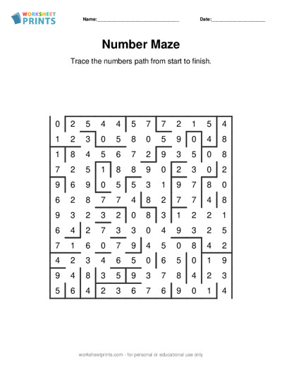 Number Maze Generator | Trace the Numbers in Order