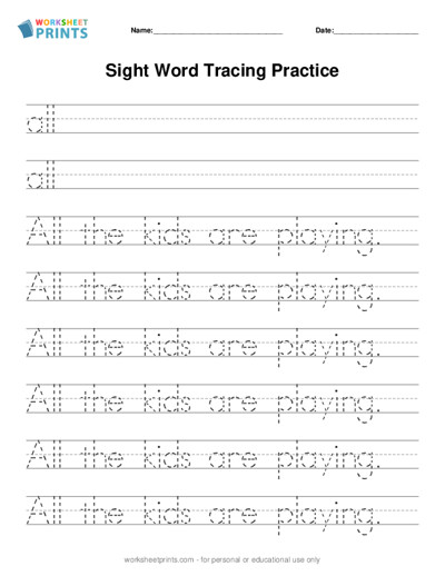 Sight Words Worksheet Maker: Trace Words & Sentences