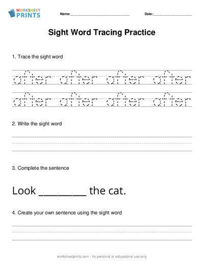 Sight Word Worksheet Maker | Tracing, Writing & Sentences